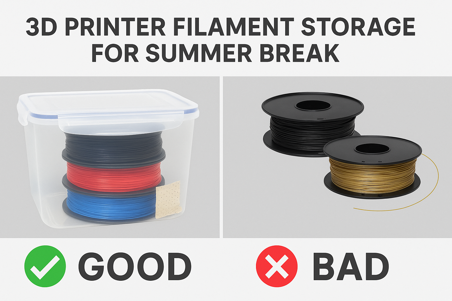 Properly Storing 3D Printer Filament for Summer Break